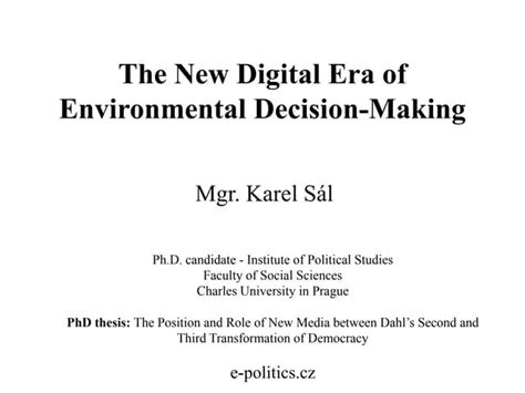 The New Digital Era Of Environmental Decision Making Ppt