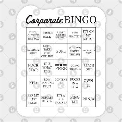 Corporate Jargon Buzzword Bingo Card Corporate Bingo Sticker