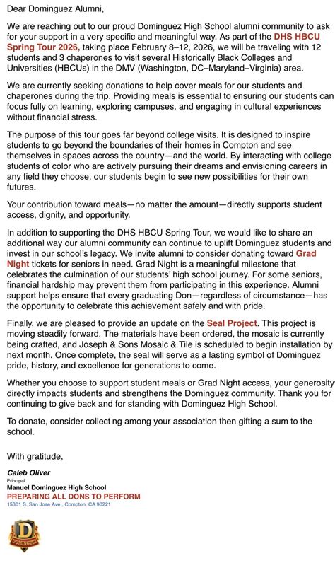 Dominguez High School Alumni Association Attention All Dominguez Dons