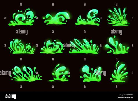 Poison Splashes Toxic Liquid Green Paint Splash Slime Glue Goo Drip