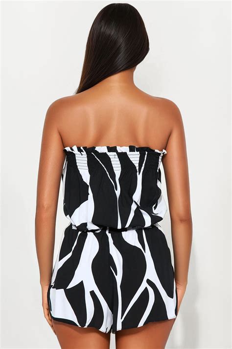 Turks And Caicos Romper Black White Fashion Nova
