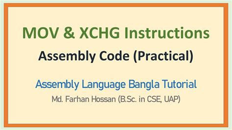 Lec 09 Mov And Xchg Instructions Assembly Language Bangla Tutorial