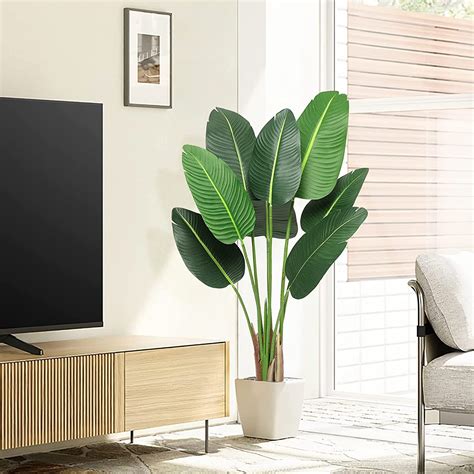 Yesfashion Large Planter Artificial Bird Of Paradise Tree 4ft Faux