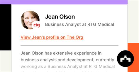 Jean Olson Business Analyst At Rtg Medical The Org