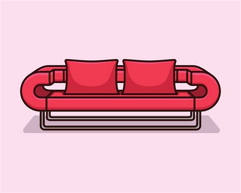 Fashionable Comfortable Stylish Red Fabric Sofa With Gray Legs On Red