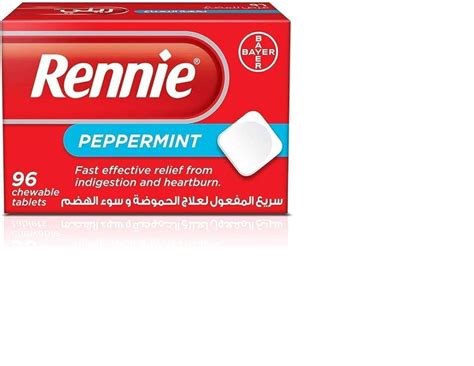 Rennie Peppermint Chewable 96 Tablets Rosh Medical Company