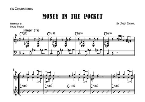 Money In The Pocket Arr Malte Rogacki By Joe Zawinul Sheet Music For