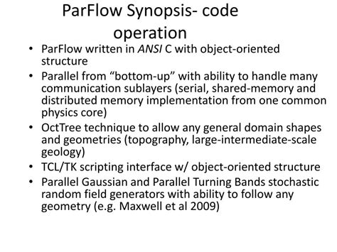 Ppt The Parflow Hydrologic Model Hpc Highlights And Lessons Learned