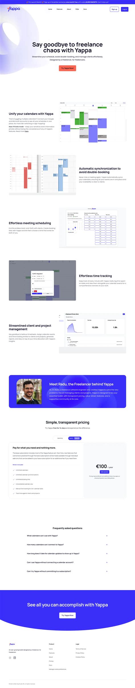 Yappa Streamline Your Freelance Life With Unified Calendars And Effortless Time Tracking