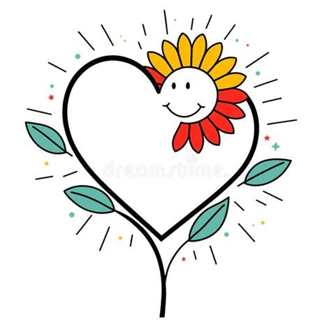 Daisy Heart Drawing Stock Illustration Illustration Of Style 382594673