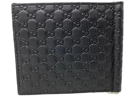 Gucci Money Clip Wallet Microguccissima Black In Leather With Silver