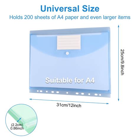 Ldhhyh 21 Pack Plastic Wallets A4 Punched Pockets Expandable A4