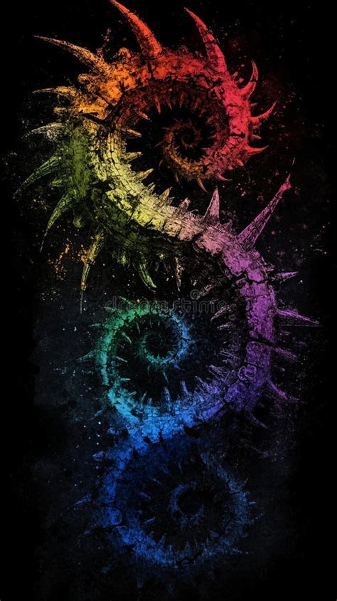 Colorful Spiked Spirals: a Vibrant Abstract Artwork with Cosmic Texture. Stock Illustration ...