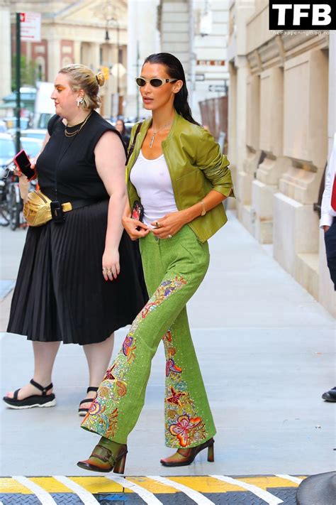 Braless Bella Hadid Wears The Cutest Lime Green Look While Out In Nyc