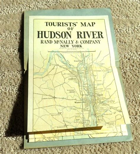 1923 Tourist Map Steam Ship Hudson River Day Line Route On River