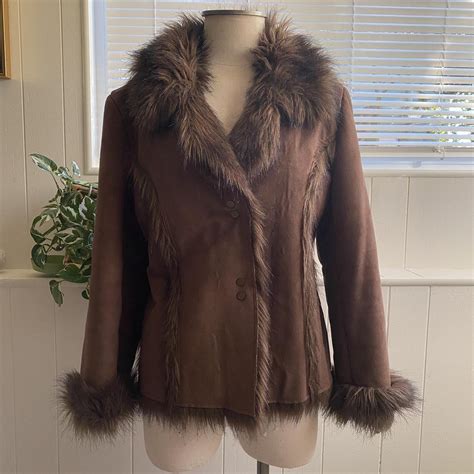Vintage Leather Penny Lane Jacket With Fur Trim Depop