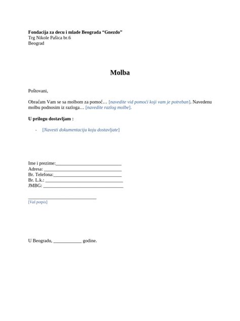 Molba Pdf