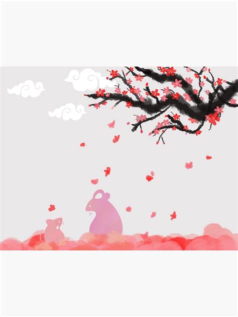 Pink Mouse With Falling Sakura Poster For Sale By Whishywhooshy