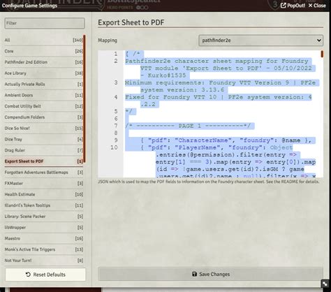 export pathfinder 2e character sheet r foundryvtt