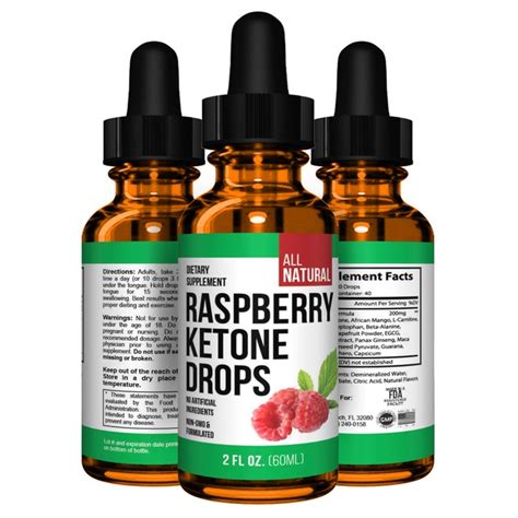 Raspberry Keto Ketones Drops Fat Burner With African Mango Garcinia