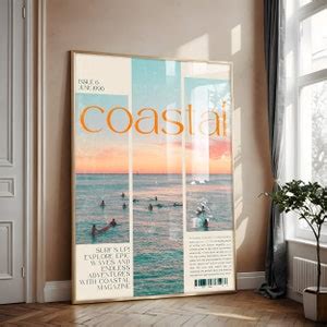 Coastal Surf Up Cowgirl Wall Art Vintage 70s Newspaper Print Chic