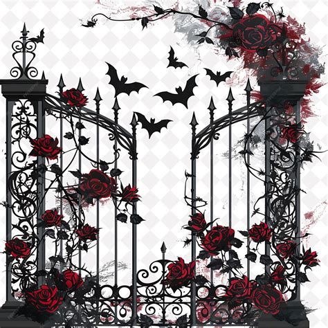 Gothic Style Trellis Made From Wrought Iron Adorned With Bla Outline