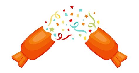 Premium Vector Two Candy Firecracker With Confetti And Stars