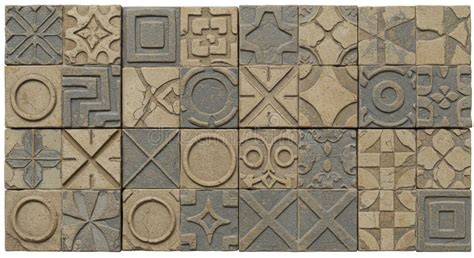 A Grid Of 24 Square Tiles Each With Gray Blue And Tan Intricate