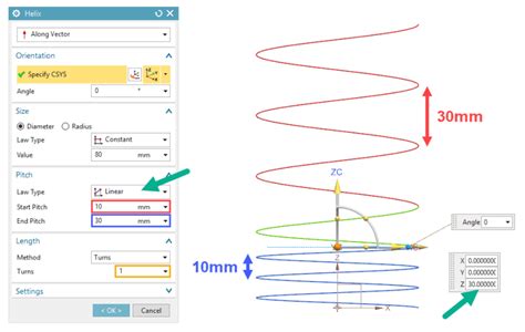 Variable Helix To Connect Other Helix Curves Siemens Ugnx Eng Tips