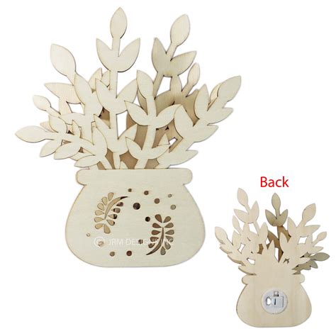 Wood Décor Vase Plant With Light Jrm Designs Inc