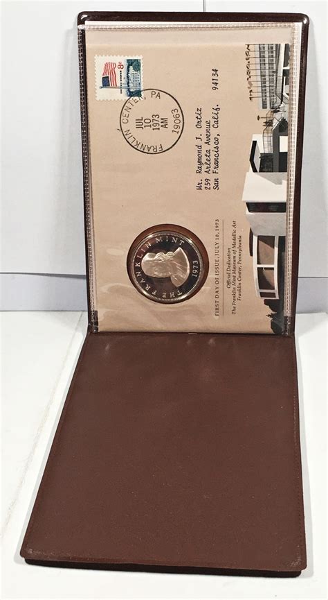 1973 First Day Of Issue Benjamin Franklin Sterling Silver Commemorative On Fdc W Stamp
