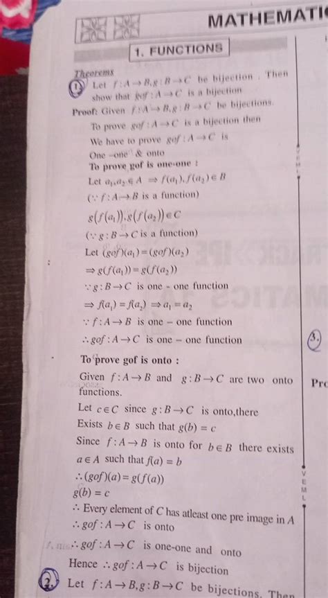 1 Functionstheorems 1 Iet F A→b K B→c∗ Be Wijection Then Show That
