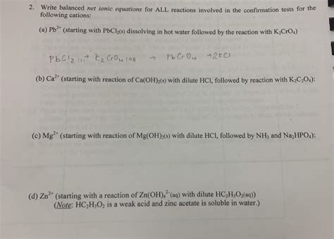 Solved Write Balanced Net Ionic Equations For ALL Reactions Chegg