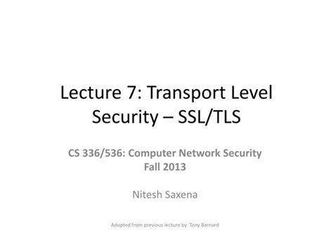 PPT Lecture Transport Level Security SSL TLS PowerPoint Presentation ID