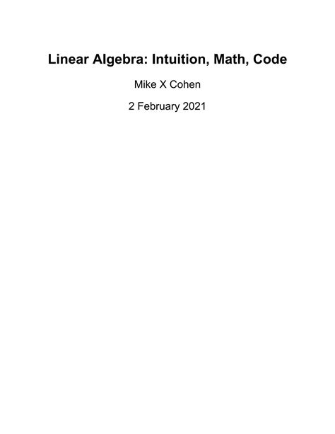 Solution Linear Algebra Intuition Math Cohen Mike X Studypool