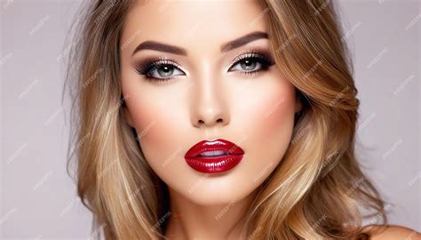 Premium Photo Realistic Beautiful Female Shine Lips