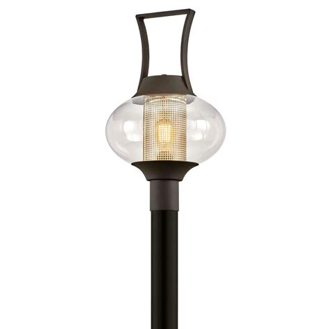 Troy Horton 1 Light Texture Bronze Outdoor 4x4 Deck Post Light With Clear Glass Shade P7025