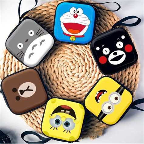 Ready Stock Square Zip Cable Pouch Earphone Pouch Coin Purse Mini