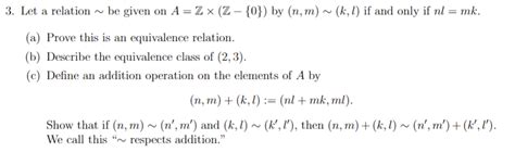solved let a relation ∼ be given on a z× z−{0} by
