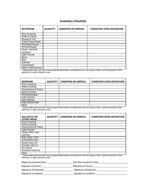Inventory Checklist Template Download Printable Pdf Templateroller
