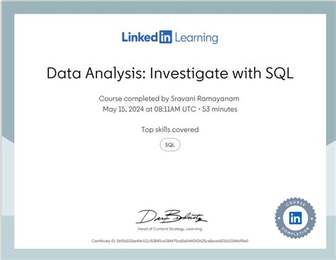 Sravani Ramayanam On Linkedin Its An Interesting Course On Using Sql