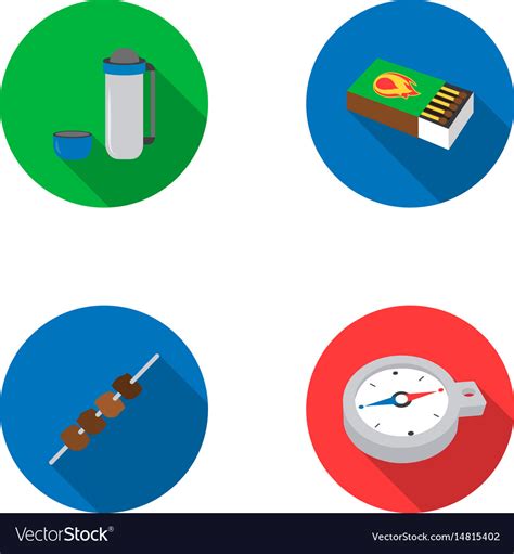 Thermos Matches Compass Shish Kebabcamping Set Vector Image