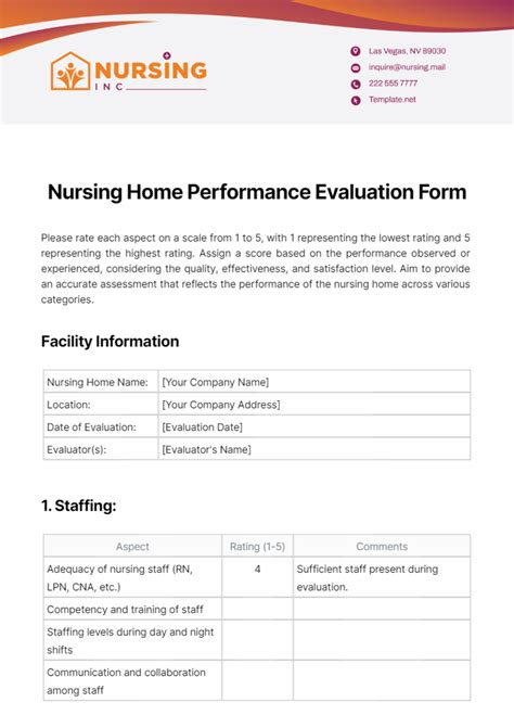 Free Nursing Home Performance Evaluation Form Template To Edit Online