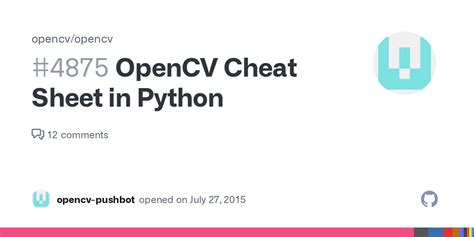 Opencv Cheat Sheet In Python · Issue 4875 · Opencvopencv · Github