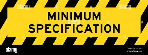 Yellow And Black Color With Line Striped Label Banner With Word Minimum