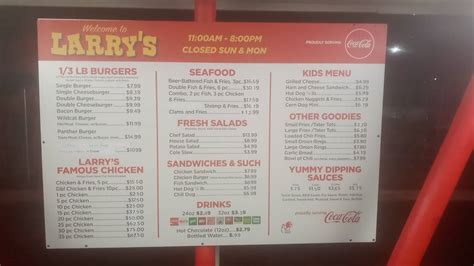 Menu At Larrys Drive In Fast Food East Wenatchee