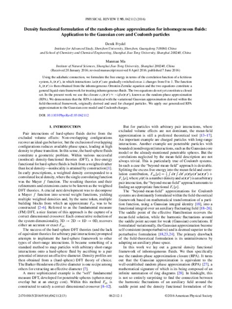 pdf density functional formulation of the random phase approximation