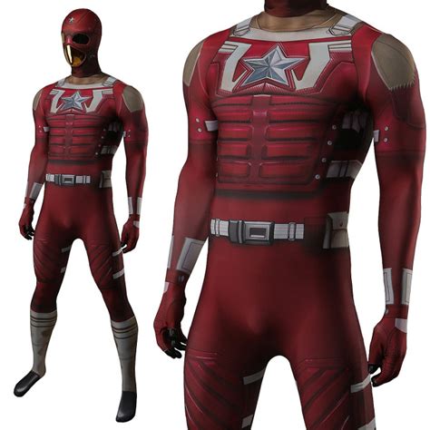 Thunderbolts Red Guardian Costume Bodysuit Mask Red Guardian Cosplay