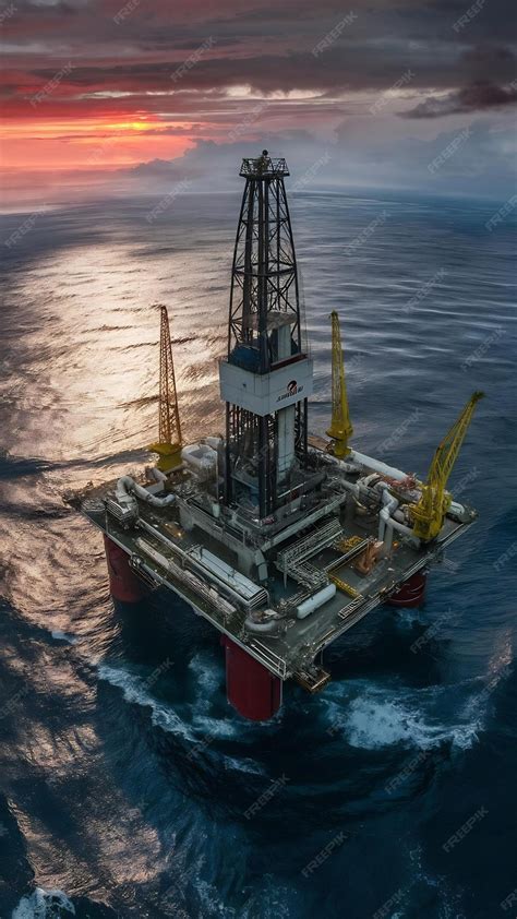 Aerial View Offshore Drilling Rig Jack Up Rig For Oil At The Offshore