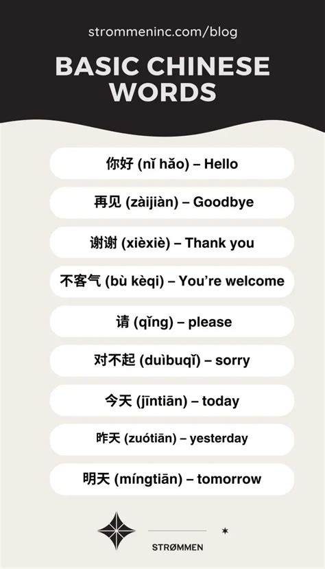 Top 100 Basic Chinese Words To Start Using Today Strømmen Language